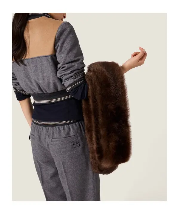 Miu Miu Embroidered Logo Trousers - Grey