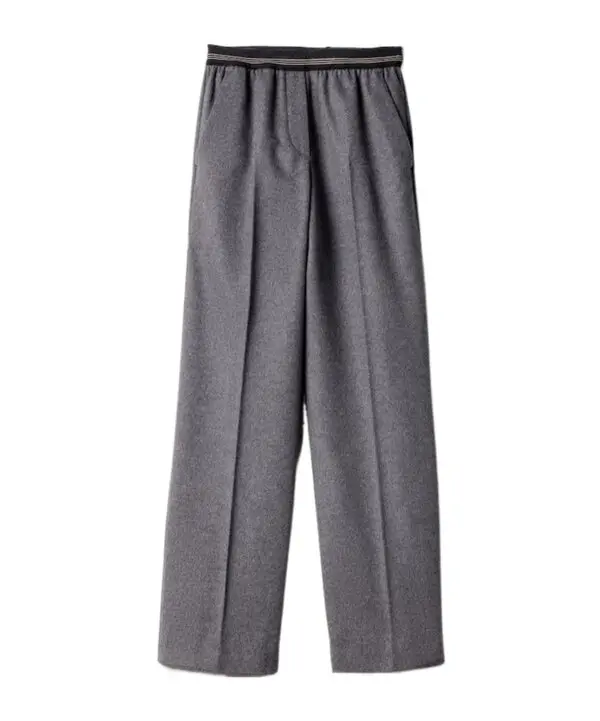 Miu Miu Embroidered Logo Trousers - Grey