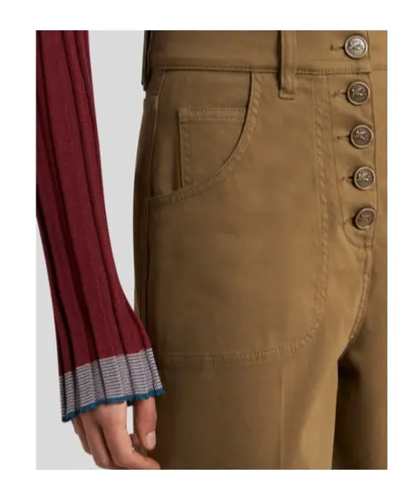 Etro Flared Denim Jeans With Pegaso Buttons - Brown