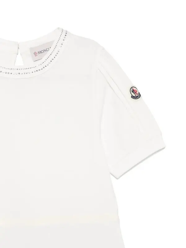 Moncler Cotton Piqué Dress With Embellished Neckline