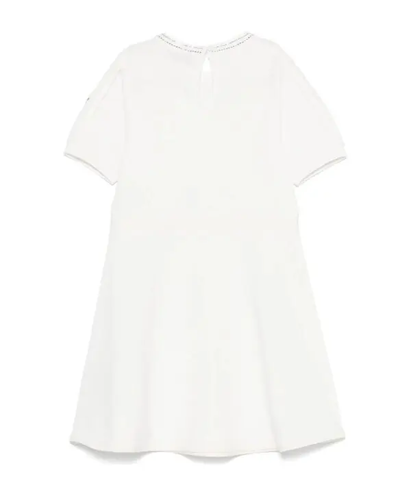 Moncler Cotton Piqué Dress With Embellished Neckline