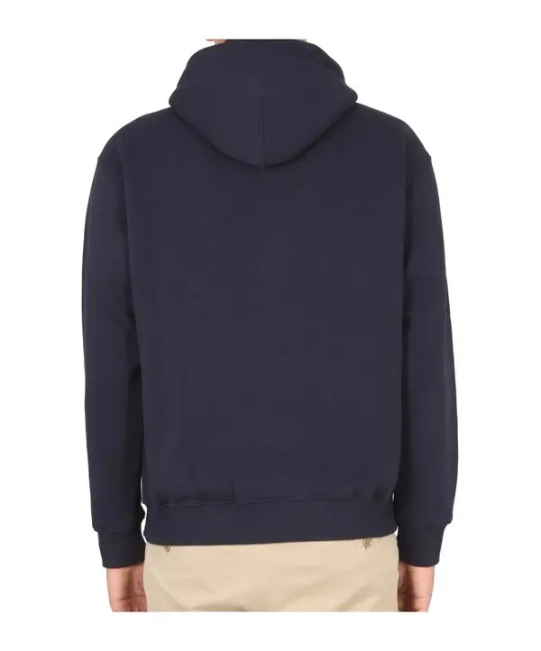 Aspesi Drawstring Long-sleeved Hoodie With Embossed Logo - Black