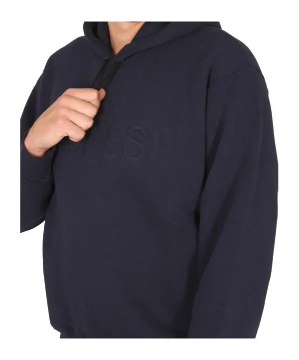 Aspesi Drawstring Long-sleeved Hoodie With Embossed Logo - Black