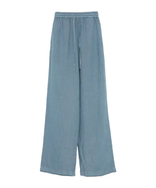 FAY Elastic Waist Drawstring Wide Leg Pants - Blue