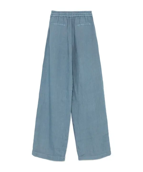 FAY Elastic Waist Drawstring Wide Leg Pants - Blue