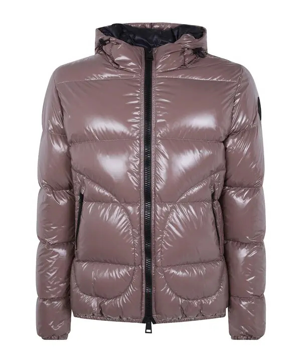 Herno Zip-up Hooded Down Jacket With Glossy Finish
