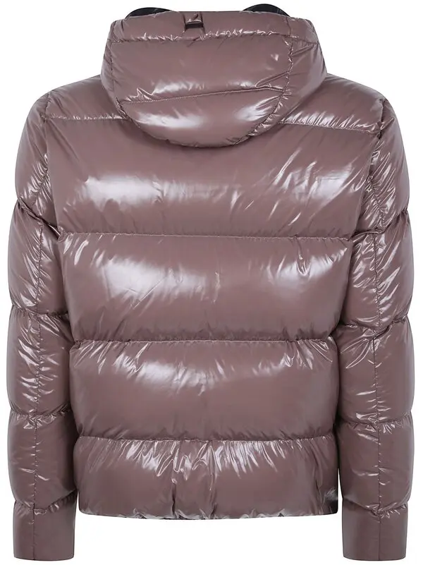 Herno Zip-up Hooded Down Jacket With Glossy Finish