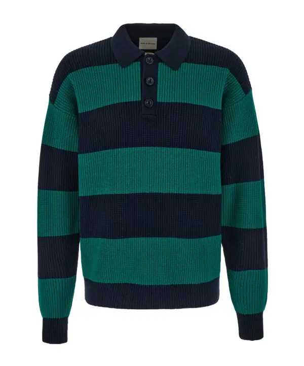 Drole De Monsieur Drôle De Striped Knitted Polo Jumper