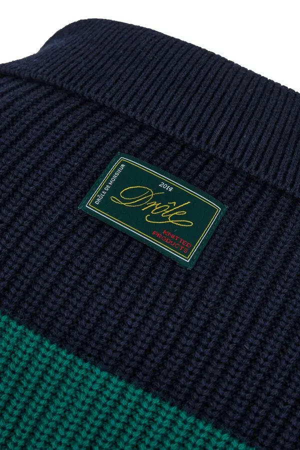 Drole De Monsieur Drôle De Striped Knitted Polo Jumper