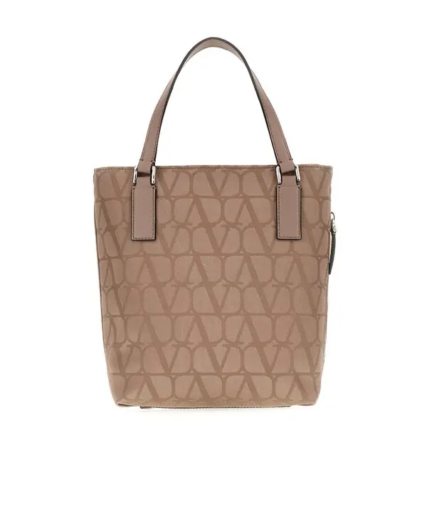 Valentino Garavani All-over Logo Patterned Top Handle Bag - Brown