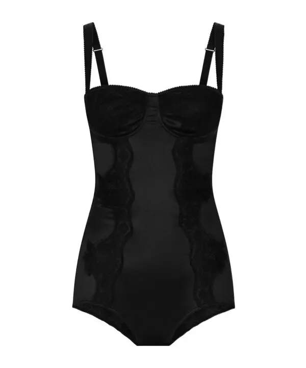 Dolce & Gabbana Lace Detailed Balconette Bodysuit - Black