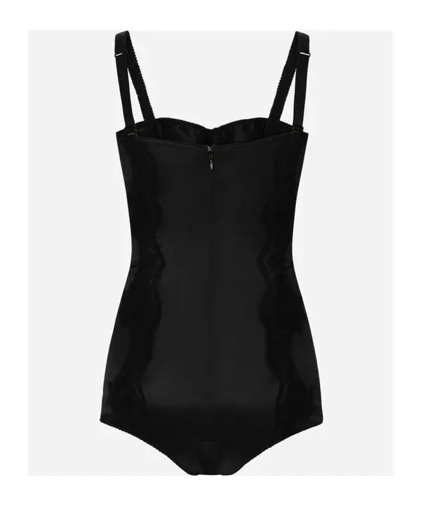 Dolce & Gabbana Lace Detailed Balconette Bodysuit - Black