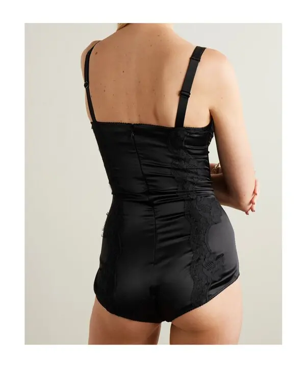 Dolce & Gabbana Lace Detailed Balconette Bodysuit - Black