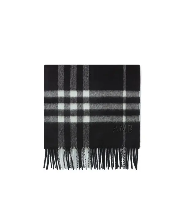 Burberry Checked Fringed-edge Scarf - Black/plain White