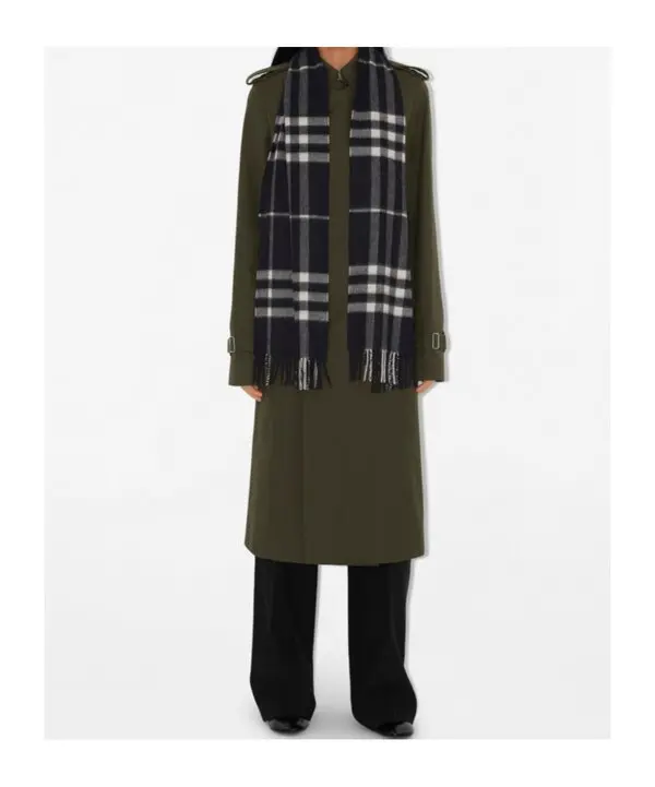 Burberry Checked Fringed-edge Scarf - Black/plain White