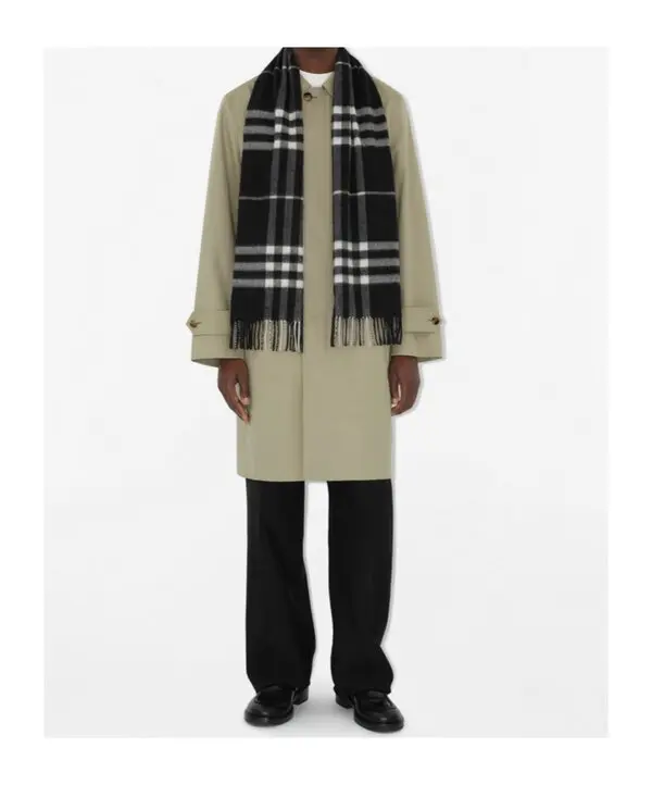 Burberry Checked Fringed-edge Scarf - Black/plain White