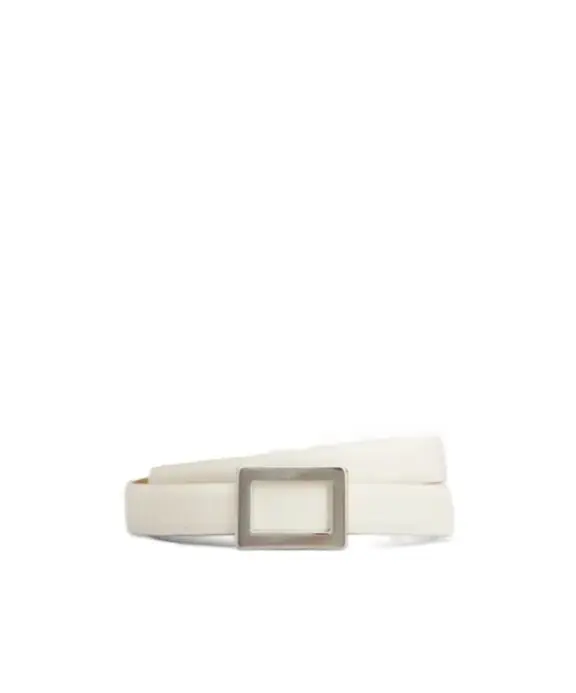 ROGER VIVIER Belle Vivier Belt In Leather - Off-white, Brown