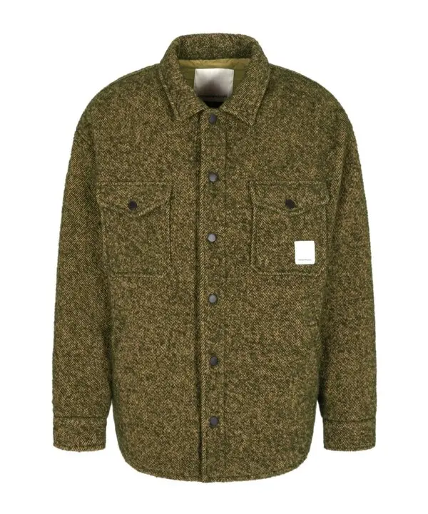 Emporio Armani Curved Hem Logo Patch Shirt Jacket - Green
