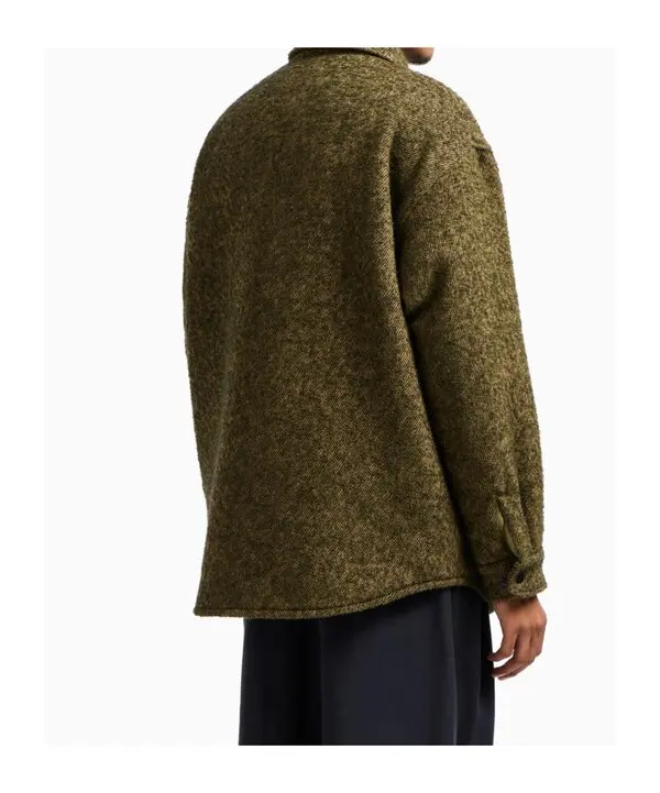 Emporio Armani Curved Hem Logo Patch Shirt Jacket - Green