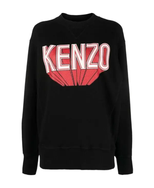 Kenzo Logo Print Cotton Sweatshirt - Black