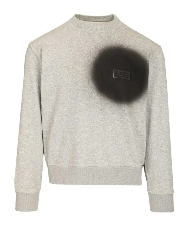 MAISON MARGIELA Spray Effect Crewneck Sweatshirt - Light Gray