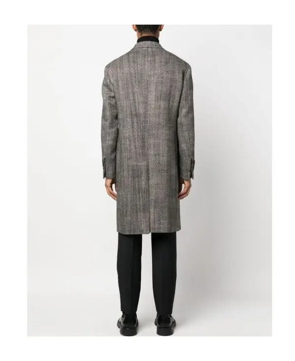 Tagliatore Double-breasted Herringbone Pattern Coat - Gray
