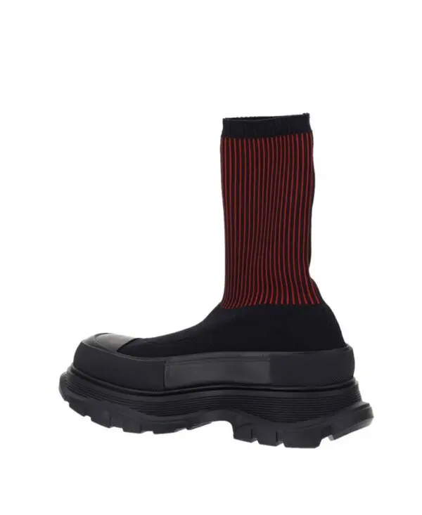 Alexander McQueen Logo Intarsia High Ankle Sock Boots - Black