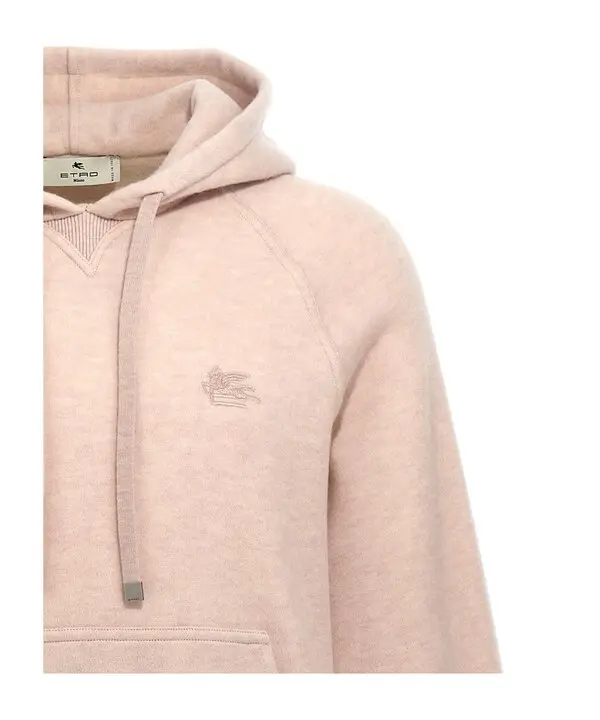 Etro Logo Embroidered Knit Drawstring Hoodie