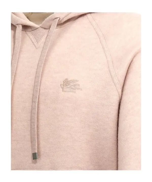 Etro Logo Embroidered Knit Drawstring Hoodie