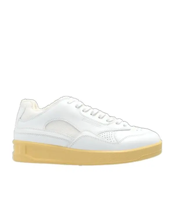 JIL SANDER Round Toe Lace-up Sneakers - White