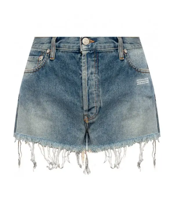 Off-White Raw Edge Hem Denim Shorts