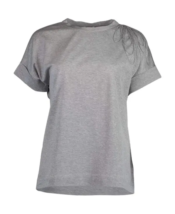 Brunello Cucinelli T-shirt With Embroidered Shoulder Detail