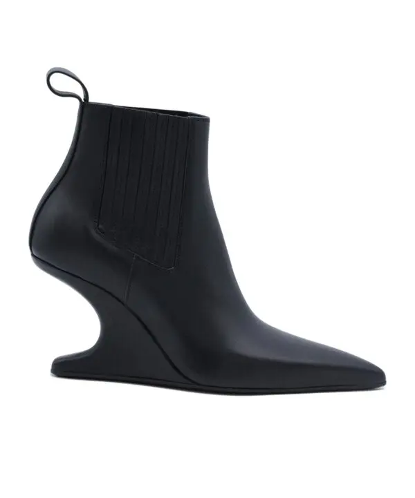 Rick Owens Pointed Toe Ankle Boots With Sculptural Heel