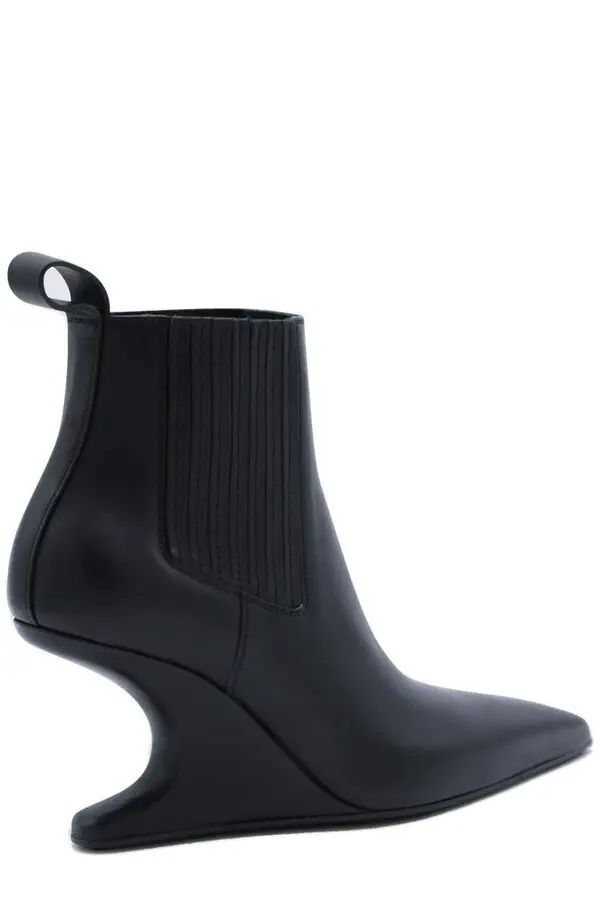 Rick Owens Pointed Toe Ankle Boots With Sculptural Heel