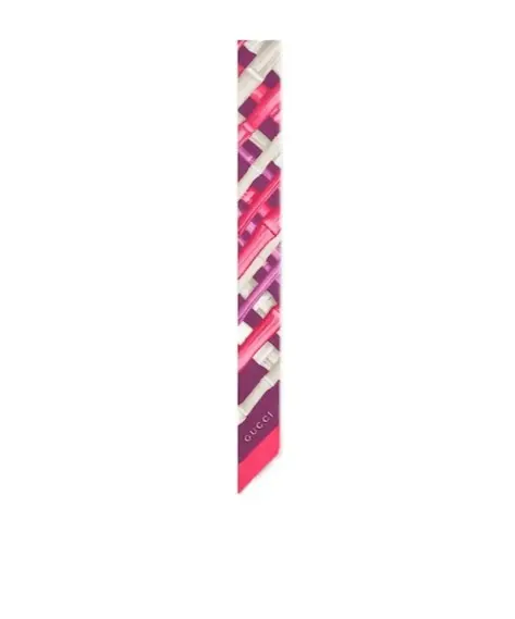 Gucci Printed Silk Twill Ribbon - Magenta And Pink