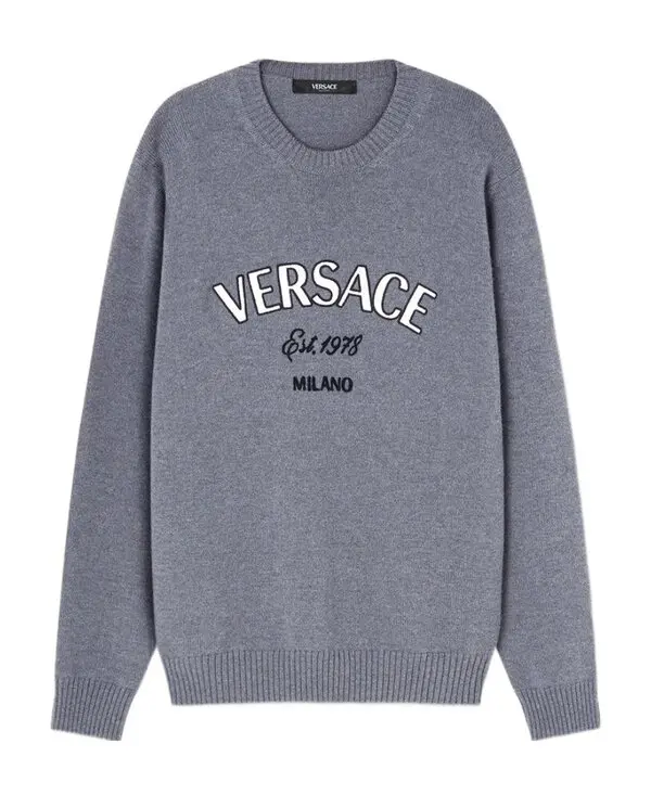 Versace Logo-embroidered Crewneck Jumper