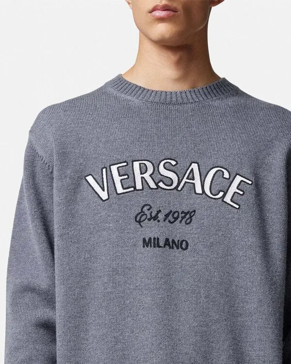 Versace Logo-embroidered Crewneck Jumper