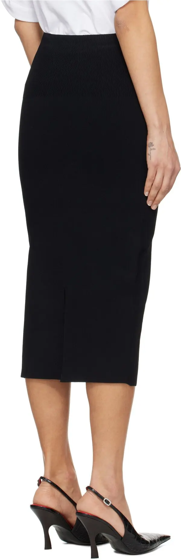 Victoria Beckham Ribbed Knit Midi Pencil Skirt