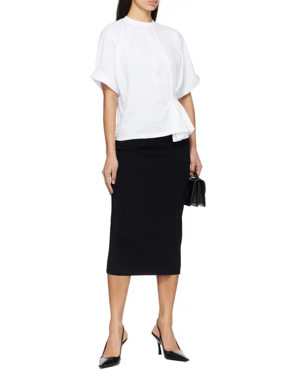 Victoria Beckham Ribbed Knit Midi Pencil Skirt
