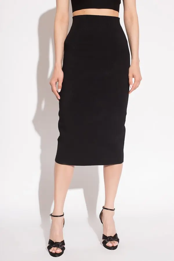 Victoria Beckham Ribbed Knit Midi Pencil Skirt