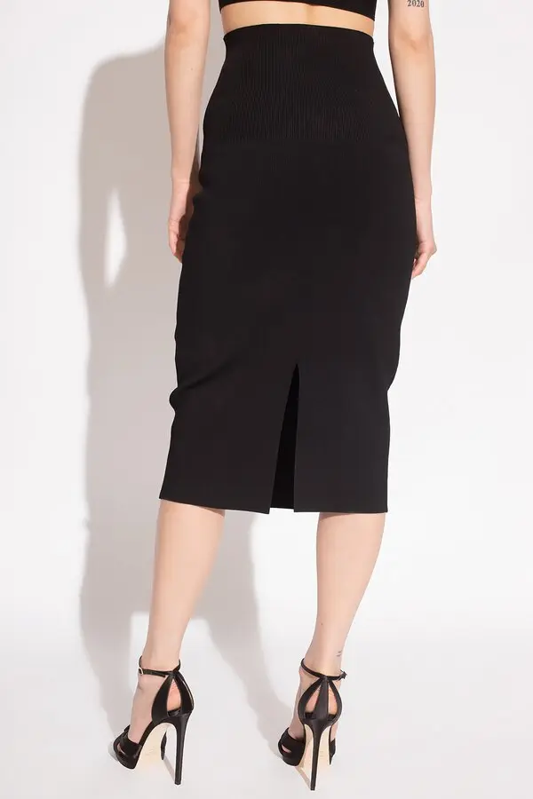 Victoria Beckham Ribbed Knit Midi Pencil Skirt