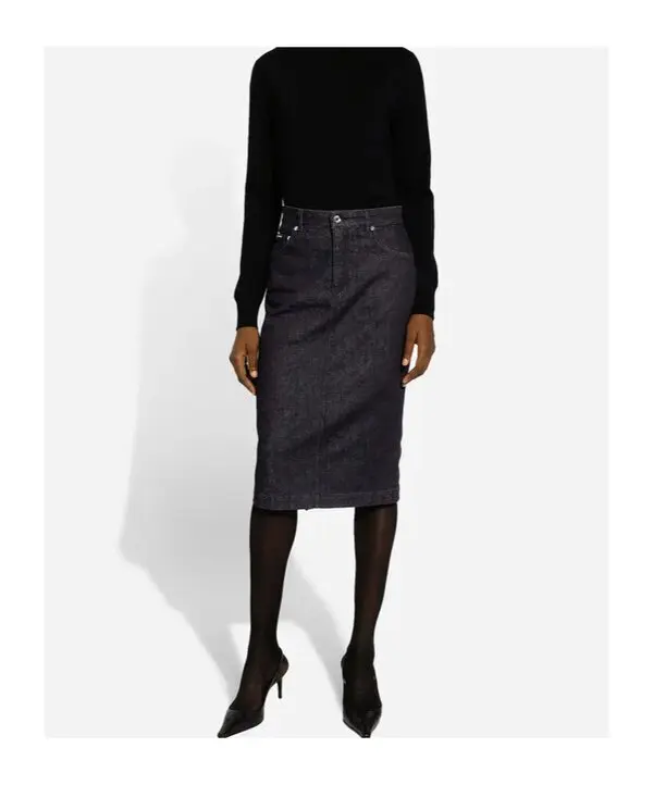 Dolce & Gabbana Buttoned Denim Pencil Skirt
