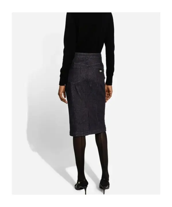 Dolce & Gabbana Buttoned Denim Pencil Skirt