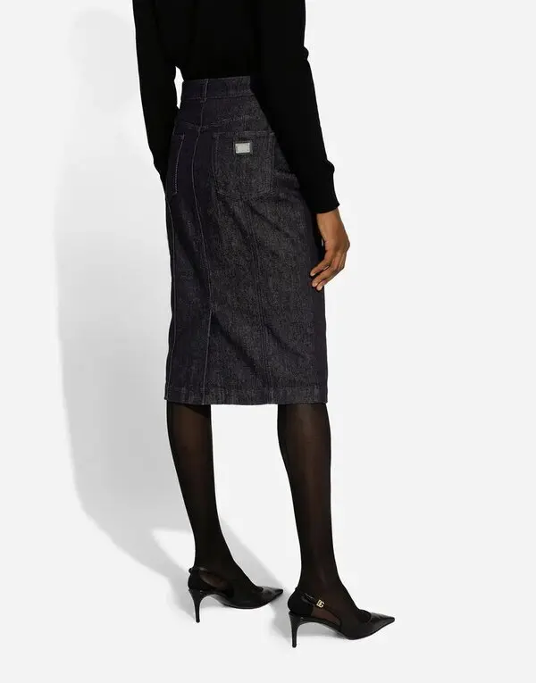 Dolce & Gabbana Buttoned Denim Pencil Skirt