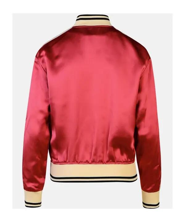 Palm Angels Logo Printed Zipped Bomber Jacket - Red