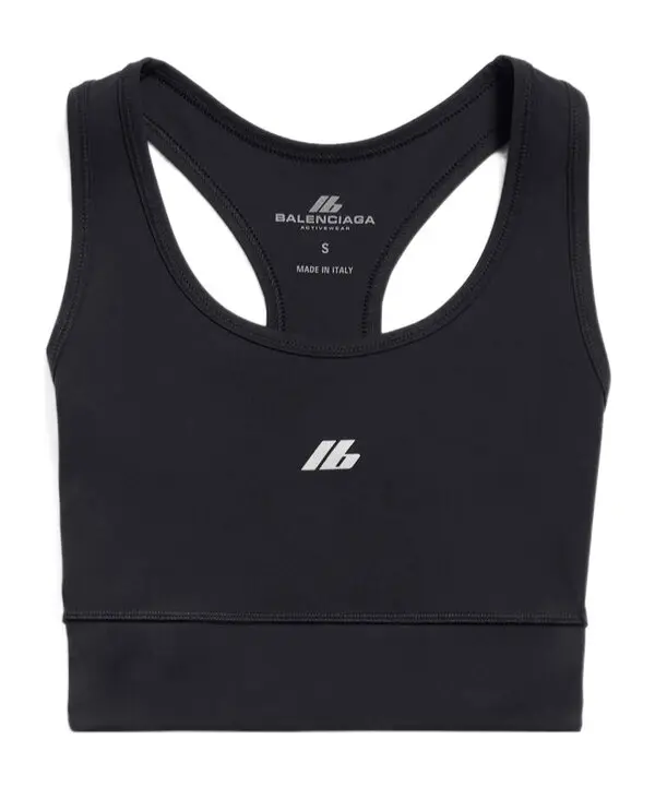 Balenciaga Reflective Logo Print Round-neck Sport Bra - No