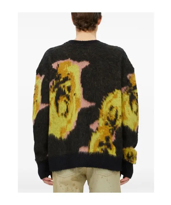 MSGM Rose Intarsia-knit Crewneck Jumper - Black