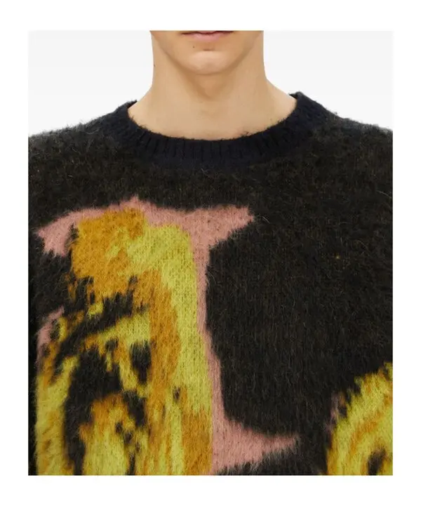 MSGM Rose Intarsia-knit Crewneck Jumper - Black