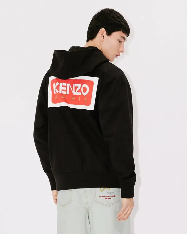 Kenzo Logo Embroidered Zip-up Hooded Jacket