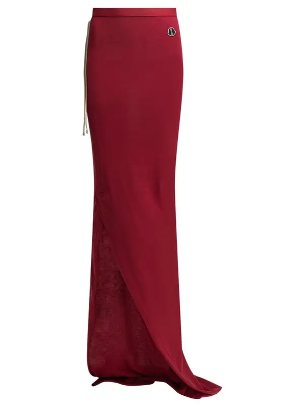 Rick Owens Moncler Appliquéd Cotton-jersey Maxi Skirt - Red